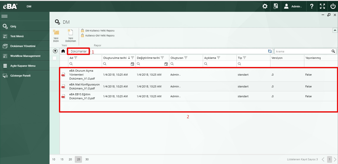 eBA Doküman Yönetimi Dosya Aktarım Dokümanı | Bimser